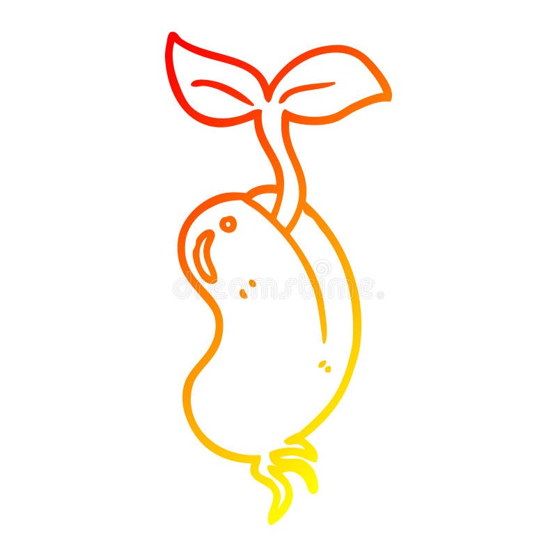 Seed Sprouting Bean Nature Cute Cartoon Warm Line Gradient Spectrum ...