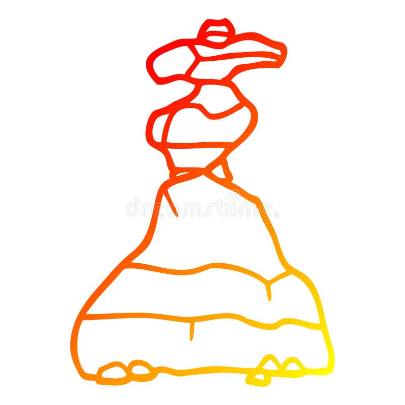 A Creative Warm Gradient Line Drawing Cartoon of Stacked Stones Stock ...