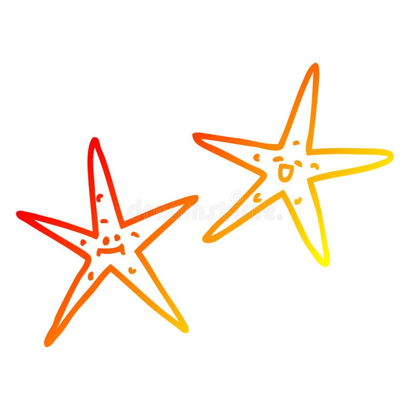 Star Fish Starfish Sea Ocean Nature Wild Cartoon Warm Line Gradient ...