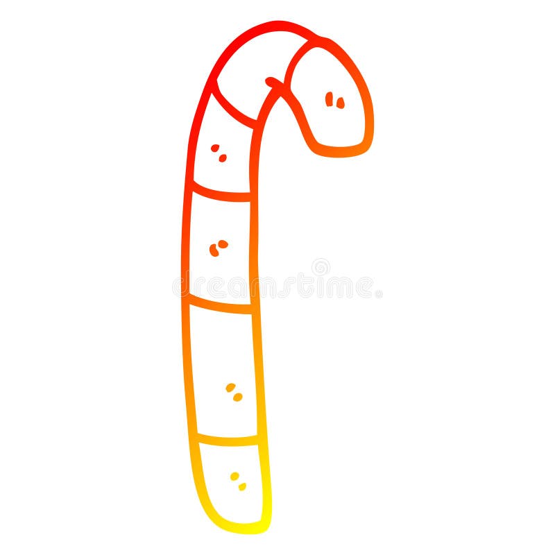 A Creative Warm Gradient Line Drawing Cartoon Striped Candy Cane Stock ...