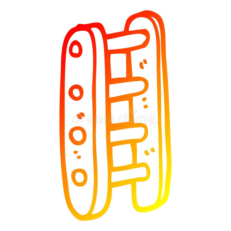 A Creative Warm Gradient Line Drawing Cartoon Tall Ladder Stock Vector ...