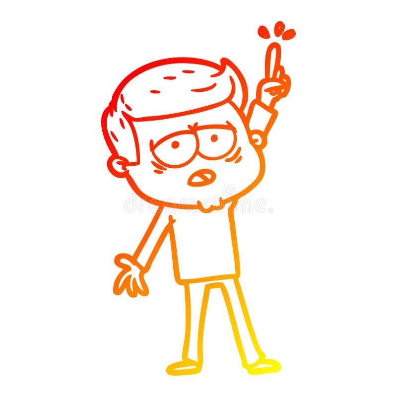 A Creative Warm Gradient Line Drawing Cartoon Tired Man Pointing Stock ...