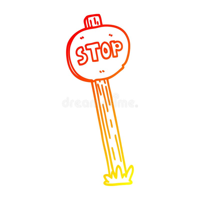 A Creative Warm Gradient Line Drawing Cartoon Traffic Signs Stock ...