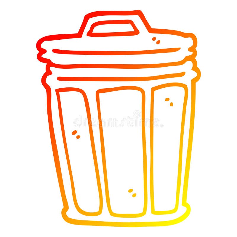 A Creative Warm Gradient Line Drawing Cartoon Trash Can Stock Vector ...