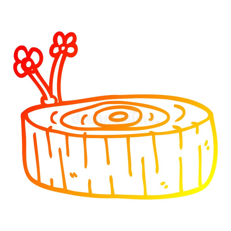 A Creative Warm Gradient Line Drawing Cartoon Tree Log Stock Vector ...