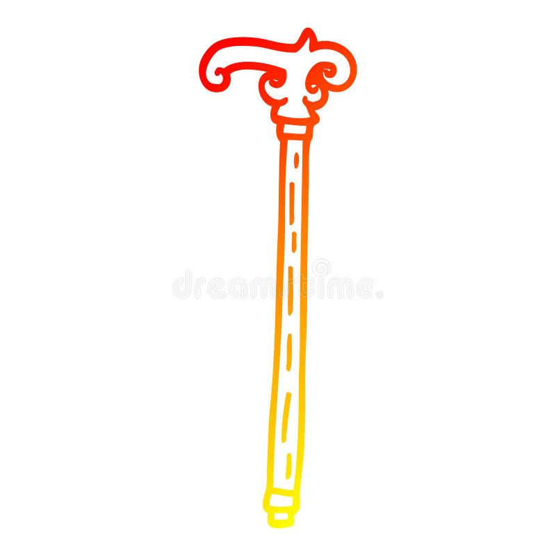 A Creative Warm Gradient Line Drawing Cartoon Walking Stick Stock ...