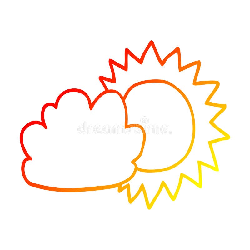 A Creative Warm Gradient Line Drawing Cartoon Weather Stock Vector ...