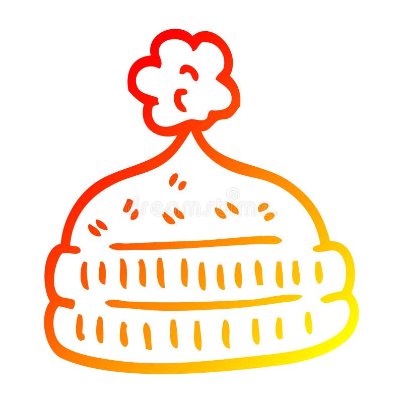 A Creative Warm Gradient Line Drawing Cartoon Winter Hats Stock Vector ...