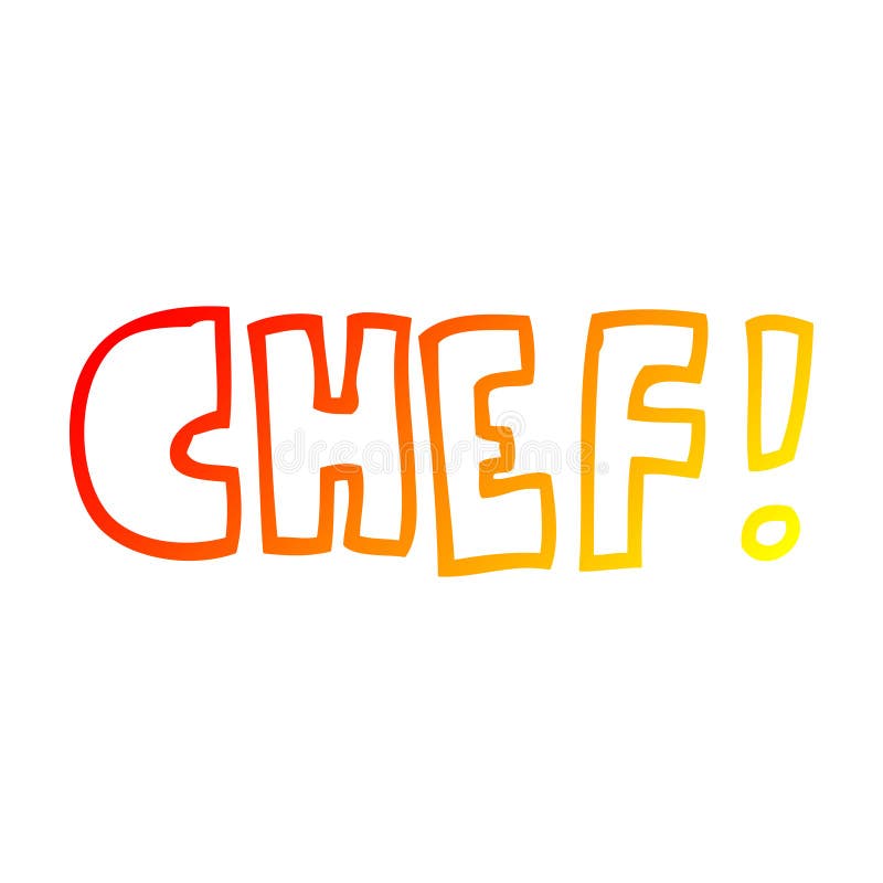 A Creative Warm Gradient Line Drawing Cartoon Word Chef Stock Vector ...