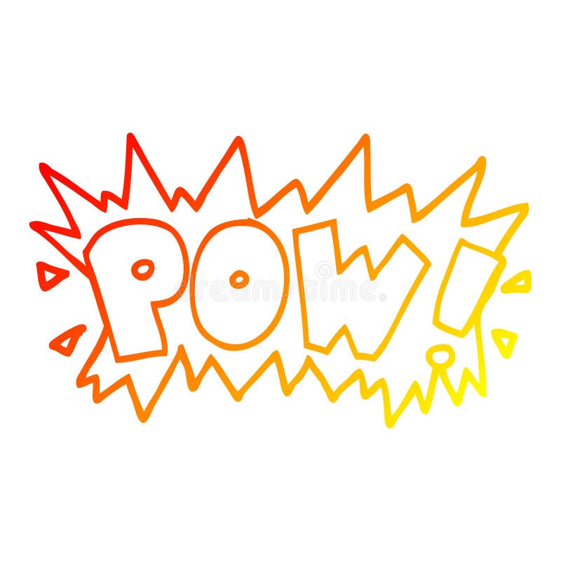 A Creative Warm Gradient Line Drawing Cartoon Word Pow Stock Vector ...