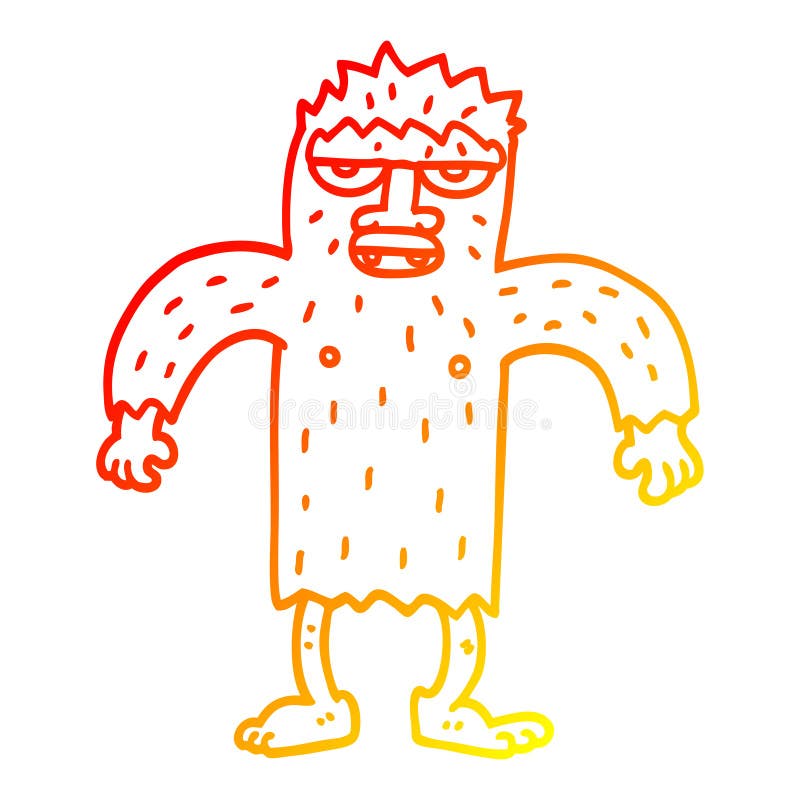 A Creative Warm Gradient Line Drawing Cartoon Yeti Monster Stock Vector ...