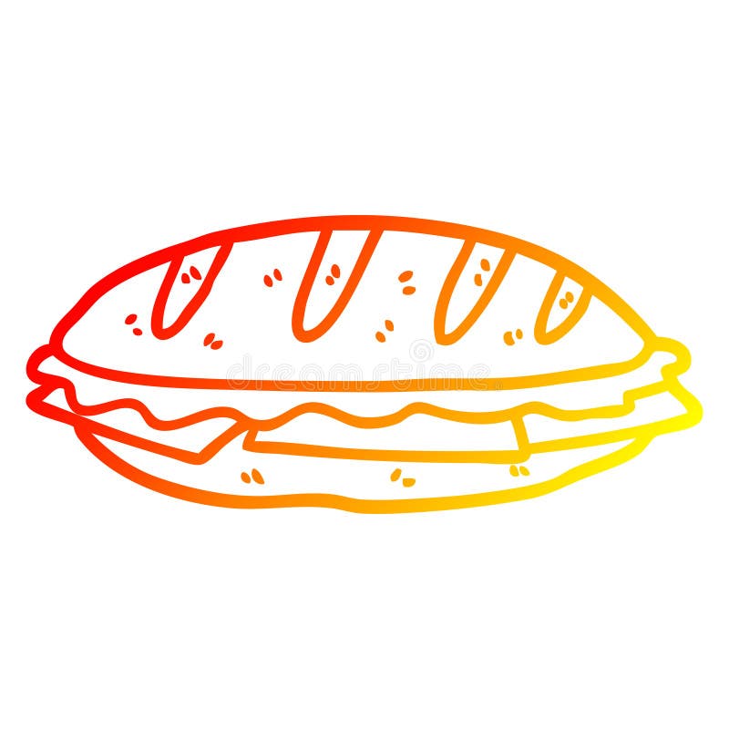 A Creative Warm Gradient Line Drawing Cheese Sandwich Stock Vector ...