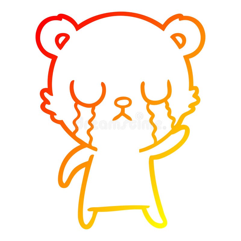 A Creative Warm Gradient Line Drawing Crying Cartoon Bear Stock Vector ...