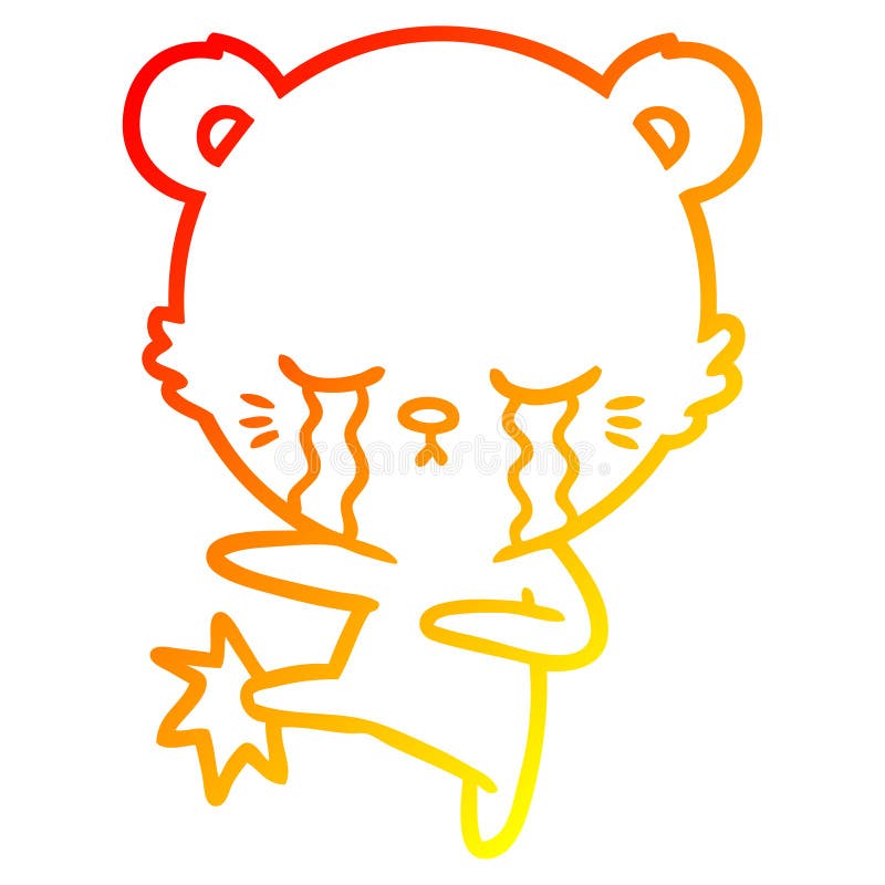 A Creative Warm Gradient Line Drawing Crying Cartoon Polarbear Stock ...