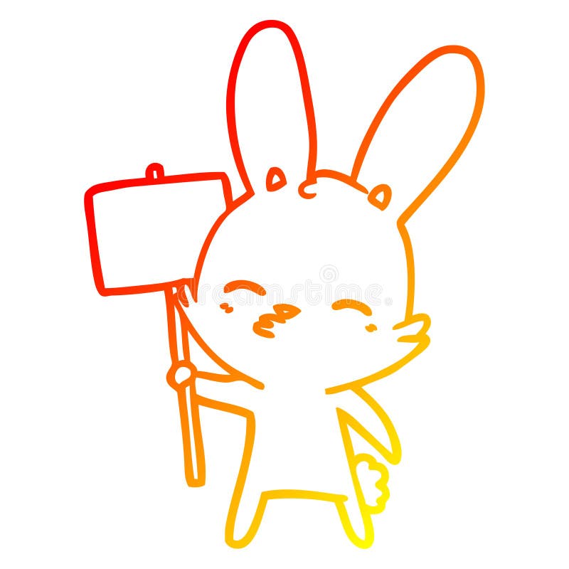 A Creative Warm Gradient Line Drawing Curious Bunny Cartoon with ...
