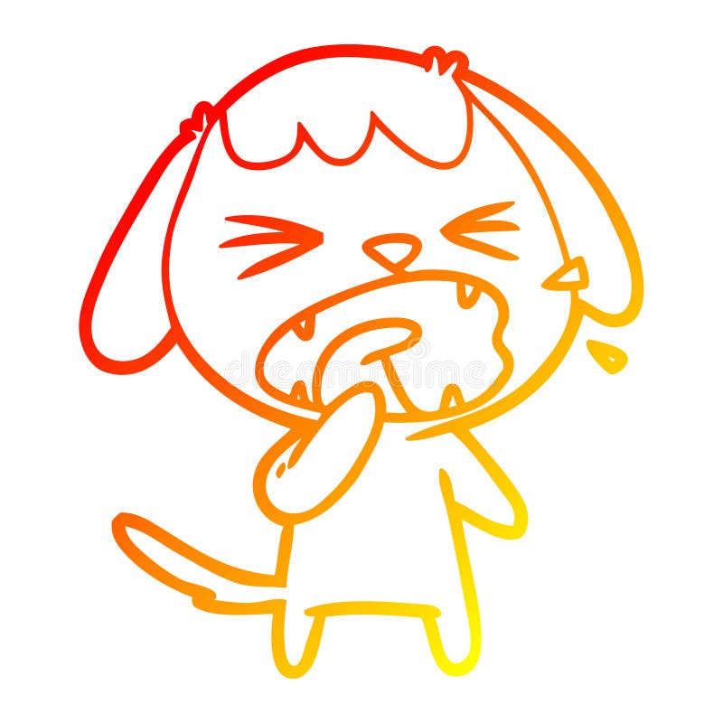 A Creative Warm Gradient Line Drawing Cute Cartoon Dog Barking Stock ...