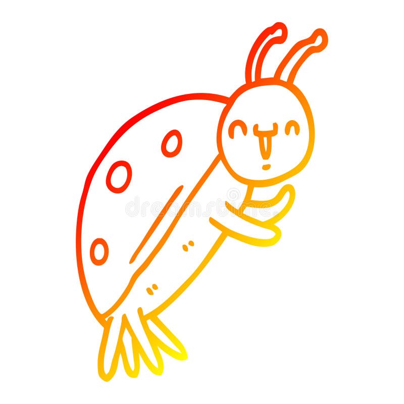 A Creative Warm Gradient Line Drawing Cute Cartoon Ladybug Stock Vector ...