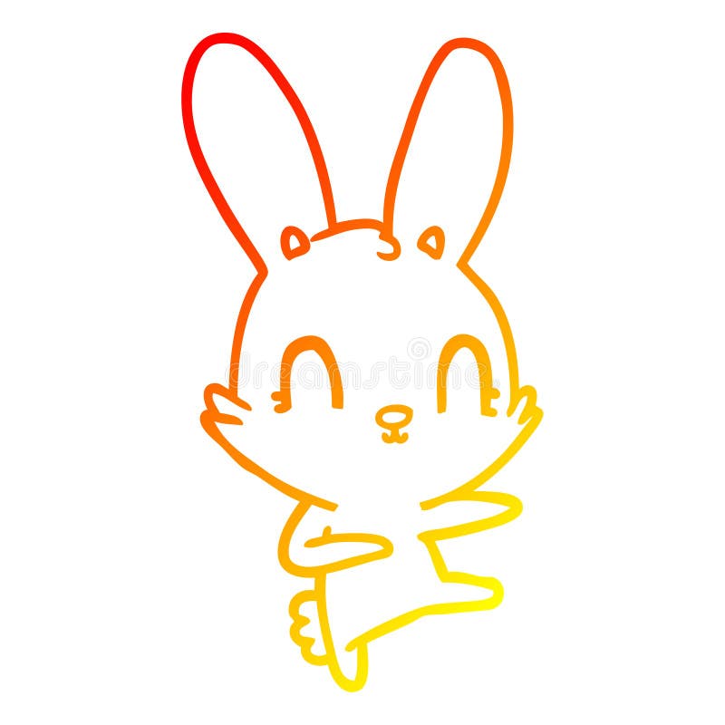 A Creative Warm Gradient Line Drawing Cute Cartoon Rabbit Dancing Stock ...