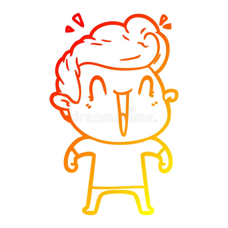 A Creative Warm Gradient Line Drawing Excited Man Cartoon Stock Vector ...