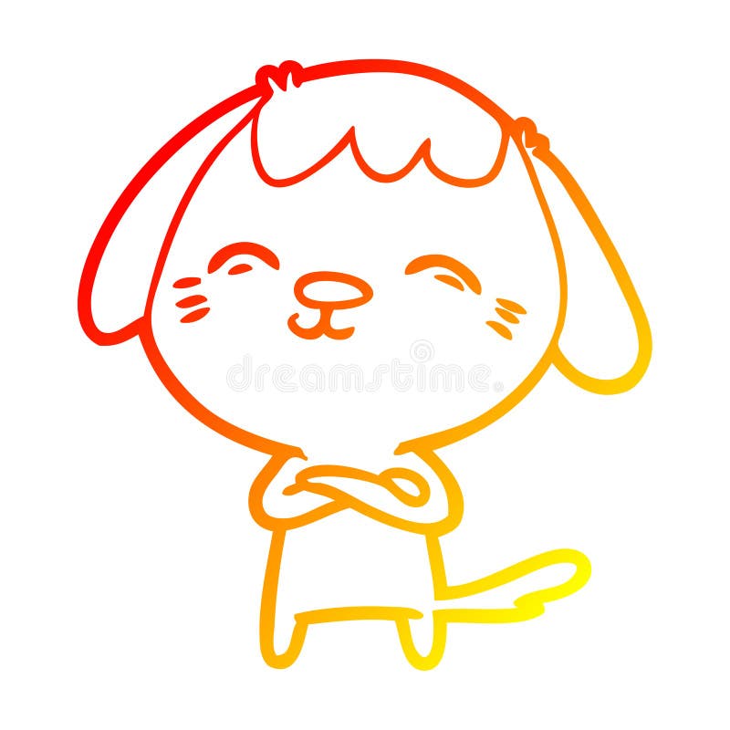 A Creative Warm Gradient Line Drawing Happy Cartoon Dog Stock Vector ...
