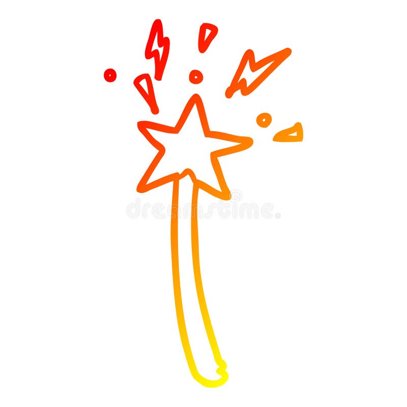 A Creative Warm Gradient Line Drawing Magic Star Wand Stock Vector ...