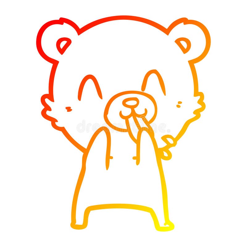 A Creative Warm Gradient Line Drawing Rude Cartoon Bear Stock Vector ...