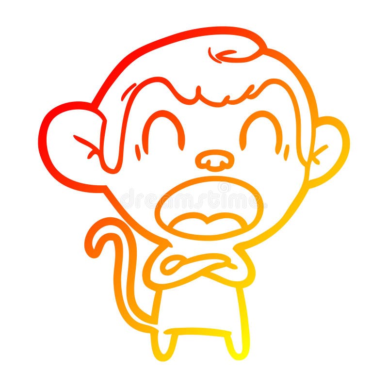 A Creative Warm Gradient Line Drawing Shouting Cartoon Monkey Stock ...