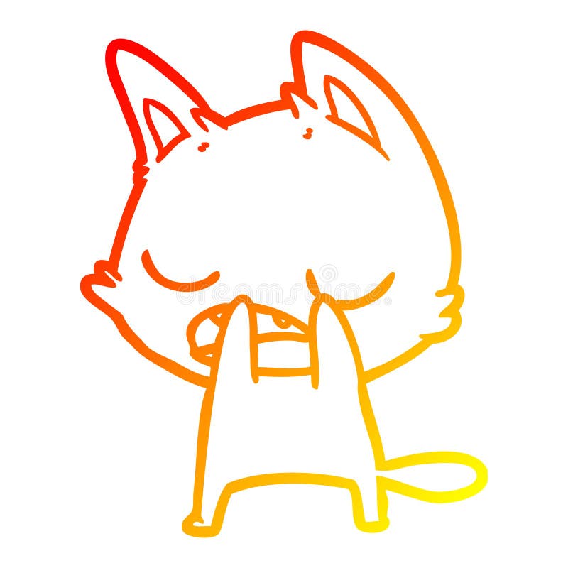 A Creative Warm Gradient Line Drawing Talking Cat Cartoon Stock Vector ...