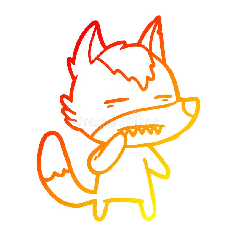 A Creative Warm Gradient Line Drawing Unsure Wolf Showing Teeth Stock ...