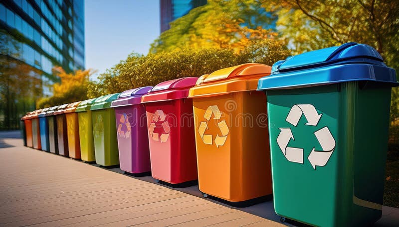 Creative Waste Sorting Bins Celebrating Earth Stock Image - Image of ...