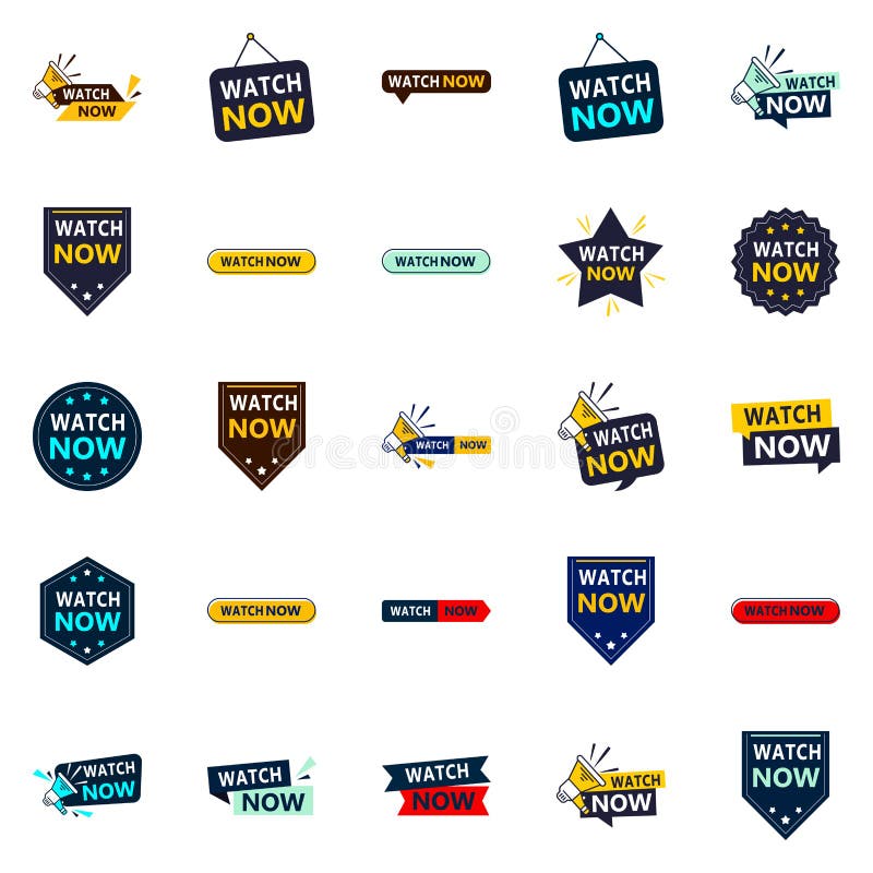 25 Creative Watch Now Banners To Help You Stand Out Stock Vector ...