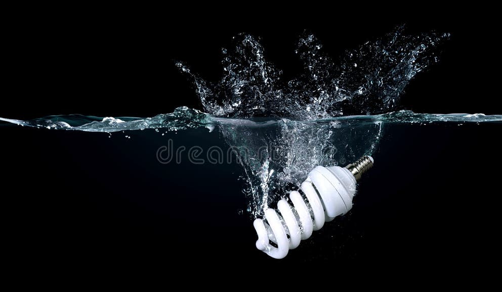 Creative Water Splash on a Led Bulb Stock Image - Image of power ...