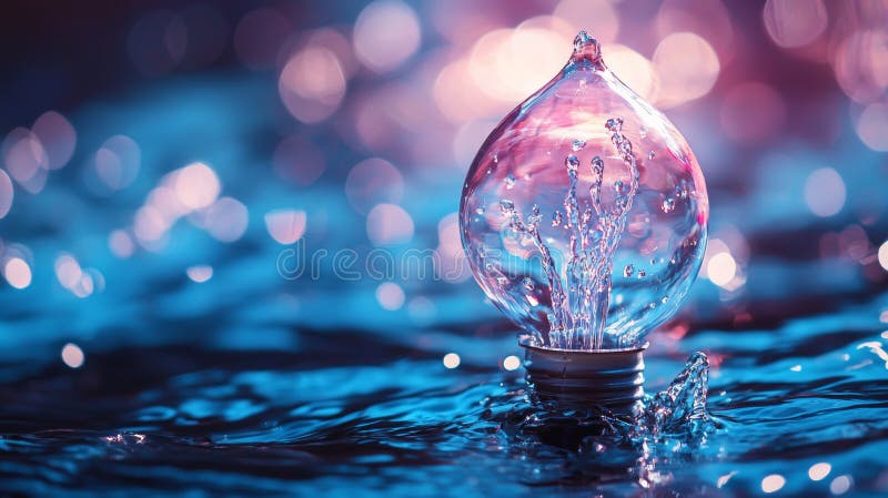 Creative Water Splash Light Bulb in Bokeh Backdrop Stock Image - Image ...