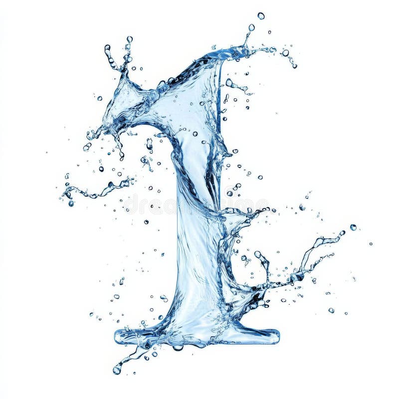 A Creative Water Splash Number 1, with Flowing Waves and Cascading ...