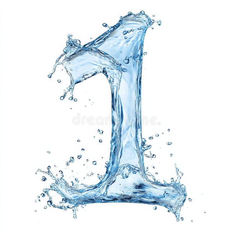 A Creative Water Splash Number 1, with Flowing Waves and Cascading ...