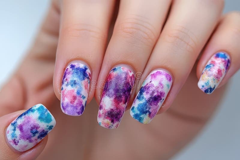 Creative Watercolor Nail Patterns for Chic Looks Stock Illustration ...