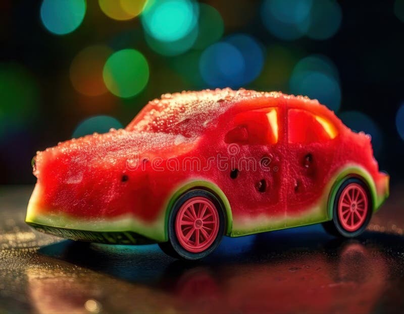 Creative Watermelon Car Close-Up Stock Illustration - Illustration of ...