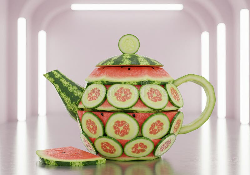 Creative Watermelon and Cucumber Teapot Design with Modern Aesthetic Stock Photo - Image of ...