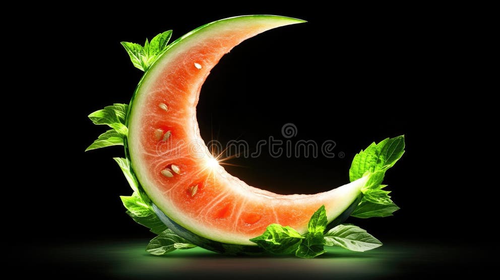 Creative Watermelon Moon Slice for Yalda Night Celebration Stock Image ...