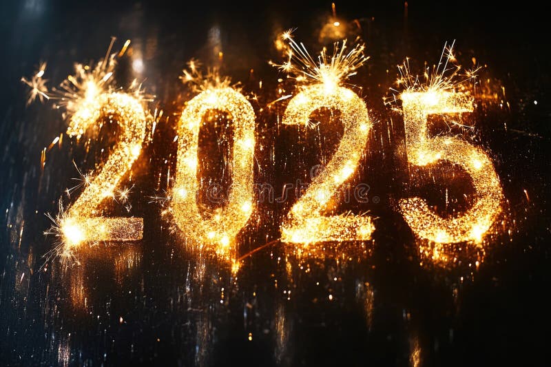 A Creative Way To Display Numbers with Sparklers Stock Image - Image of ...