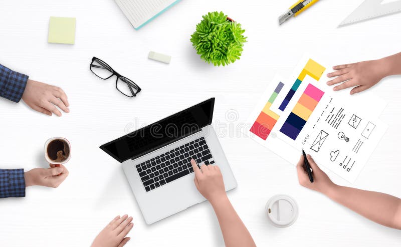 Creative Web Design Studio Concept. Work Meeting Stock Photo - Image of ...