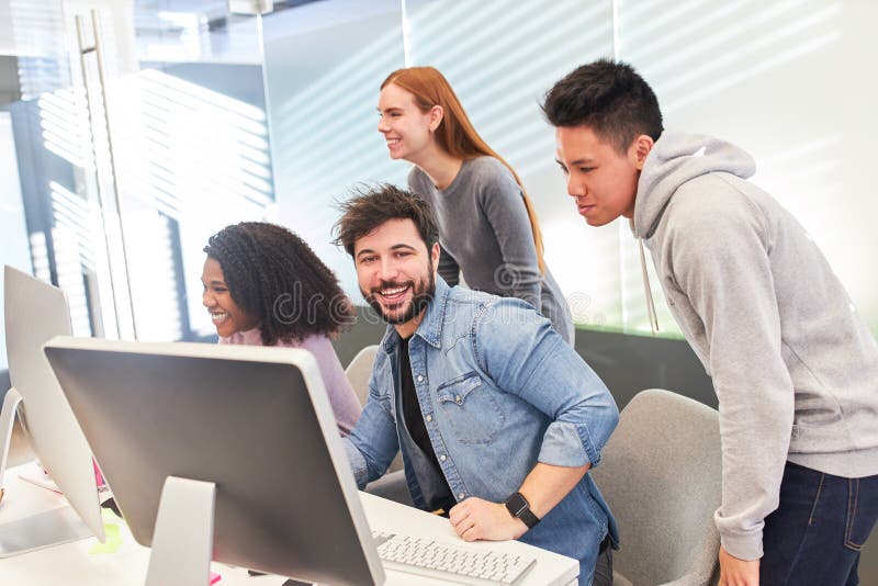 Creative Web Designer Team on the Computer Stock Image - Image of ...