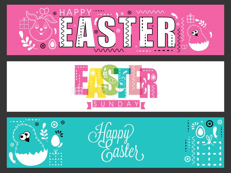 Creative Website Header or Banner Set for Happy Easter, Sunday ...