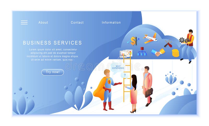 Creative Website Template of Business Services Concept Stock Vector ...