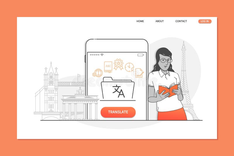 Creative Website Template of Language Translator Concept Stock Vector ...