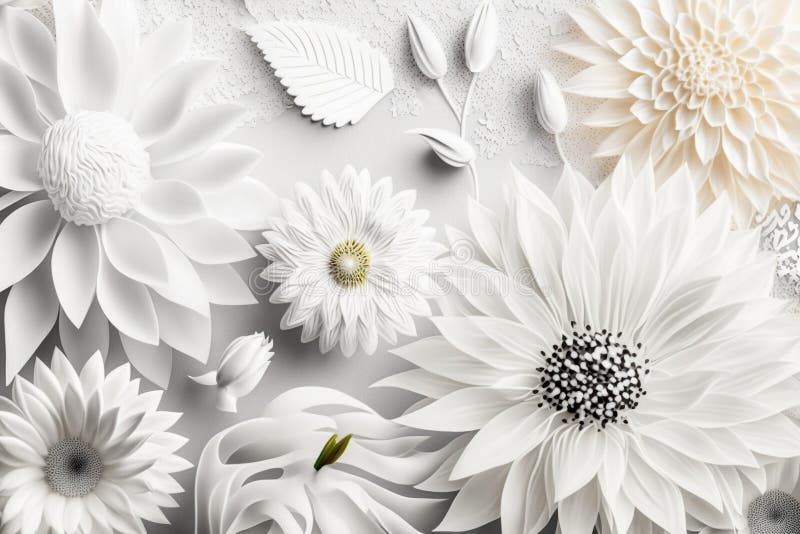 Creative White Flowers Layout Floral Pattern or Background, Created ...