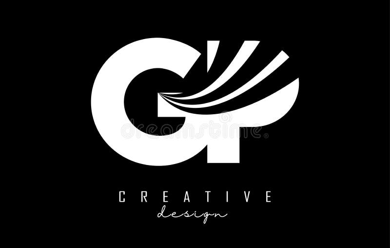 Creative White Letters Gp G P Logo With Leading Lines And Road Concept Design Letters With