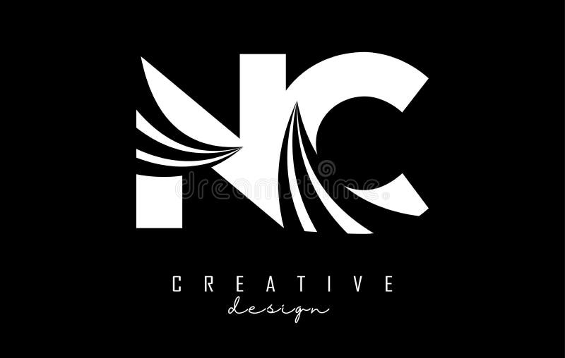 Creative White Letters Nc N C Logo With Leading Lines And Road Concept Design Letters With