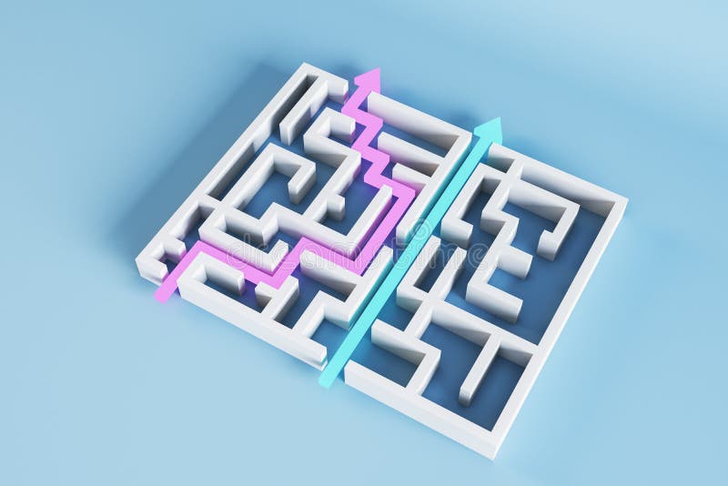 Creative White Maze Object with Arrows. Easy Way Solution Concept Stock ...