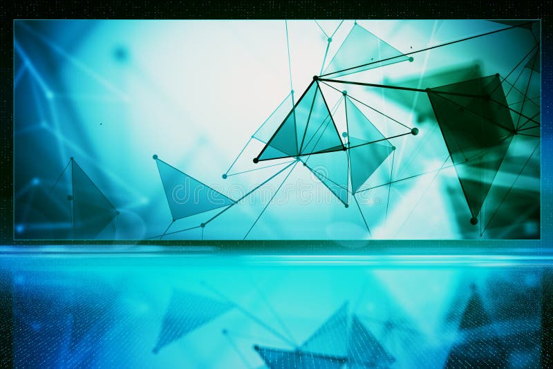 Creative White Polygonal Background with Connections on Virtual Screen ...